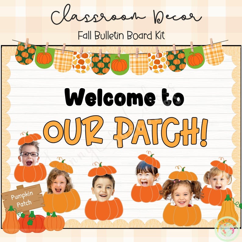 Pumpkin Patch Bulletin Board Kit: Fall Classroom Decor (digital ...