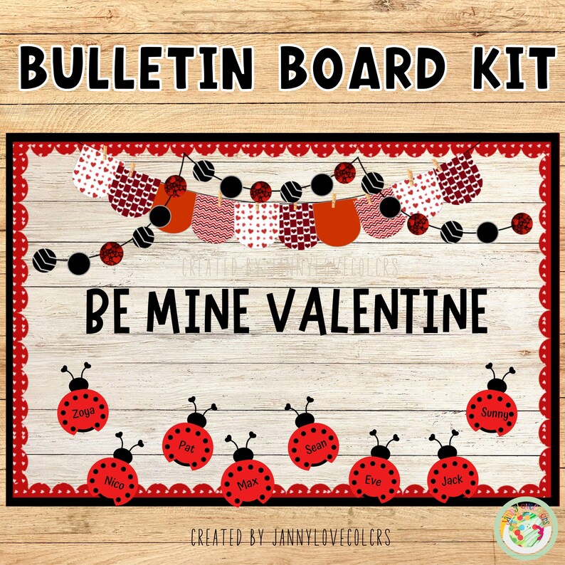 Love Bug Valentine's Day Bulletin Board Decor (editable, PDF) - Etsy