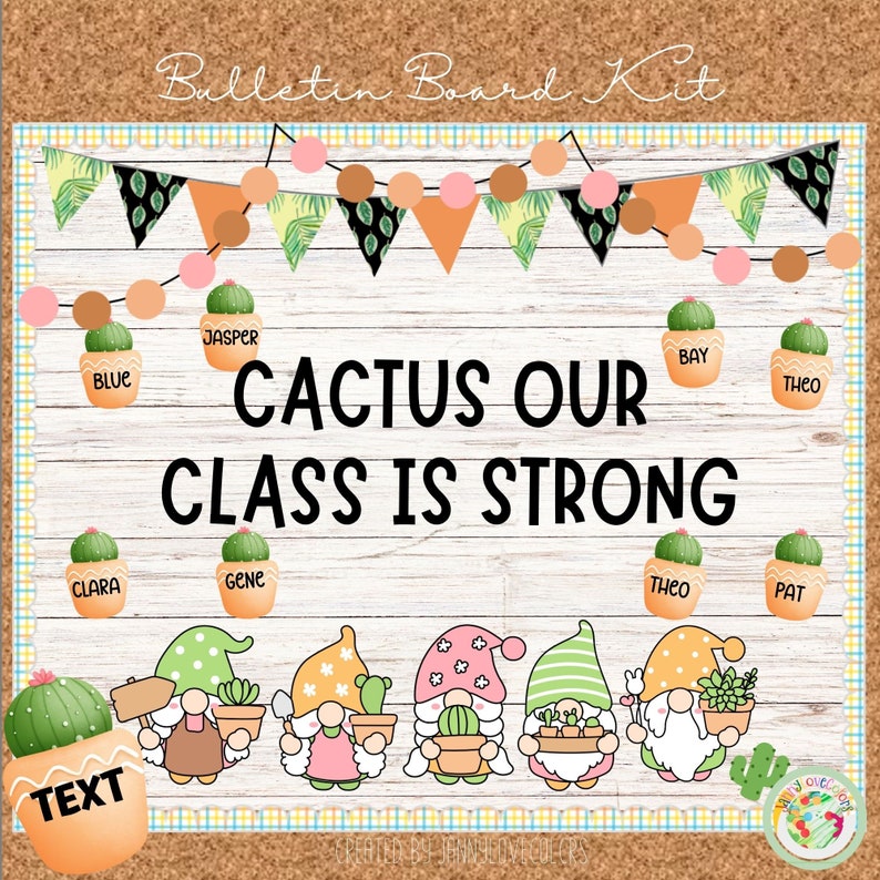 Cactus Gnomes Bulletin Board Door Decor Gnomes Bulletin Board Ideas ...