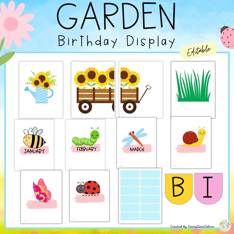 Birthday Display Garden Theme Classroom Decor Door Decor Editable - Etsy