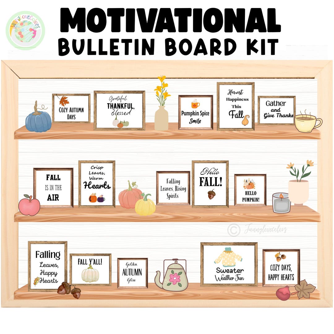 Fall Classroom Bulletin Board Kit: Motivational Quotes & Decor ...