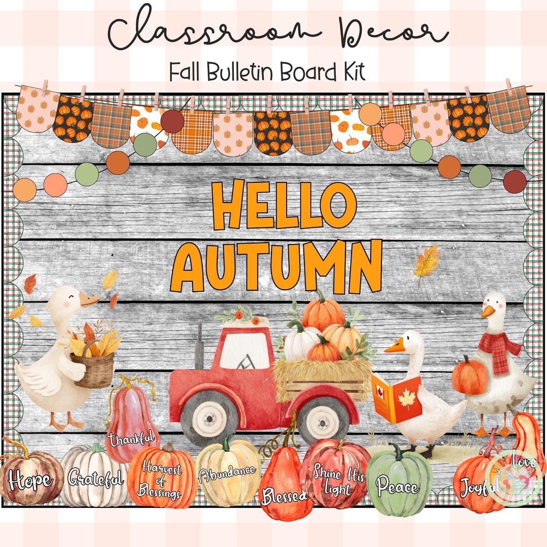 Goose & Pumpkin Fall Bulletin Board Kit: Autumn Classroom Decor (PDF ...