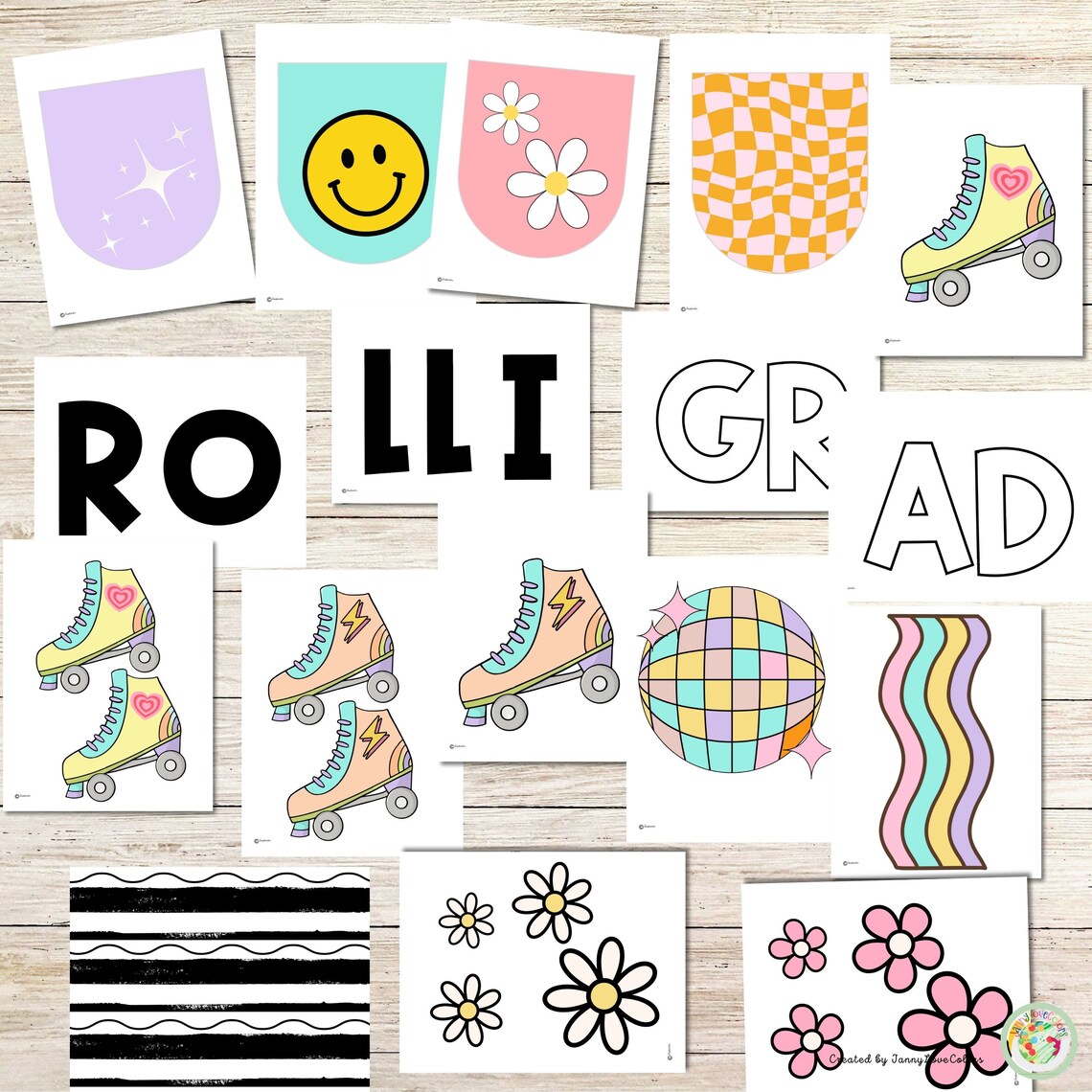 Retro Roller Skate Bulletin Board Kit: Disco Classroom Decor (digital ...