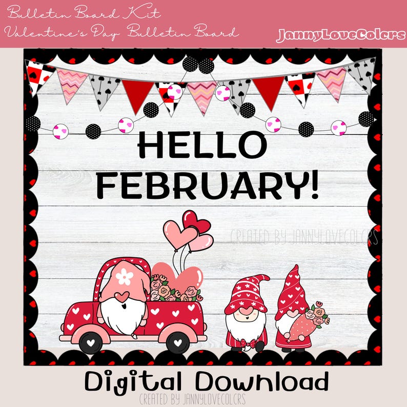 Valentine's Day Gnomes Bulletin Board Kit (digital Download) - Etsy