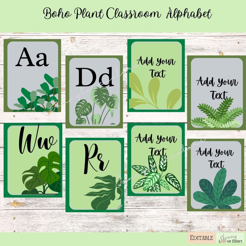 Boho Plant Classroom Decor Bundle: Editable Posters, Labels (digital ...
