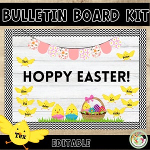Easter Bulletin Board Kit, Farm Baby Chick ,spring Door Decor, Editable ...