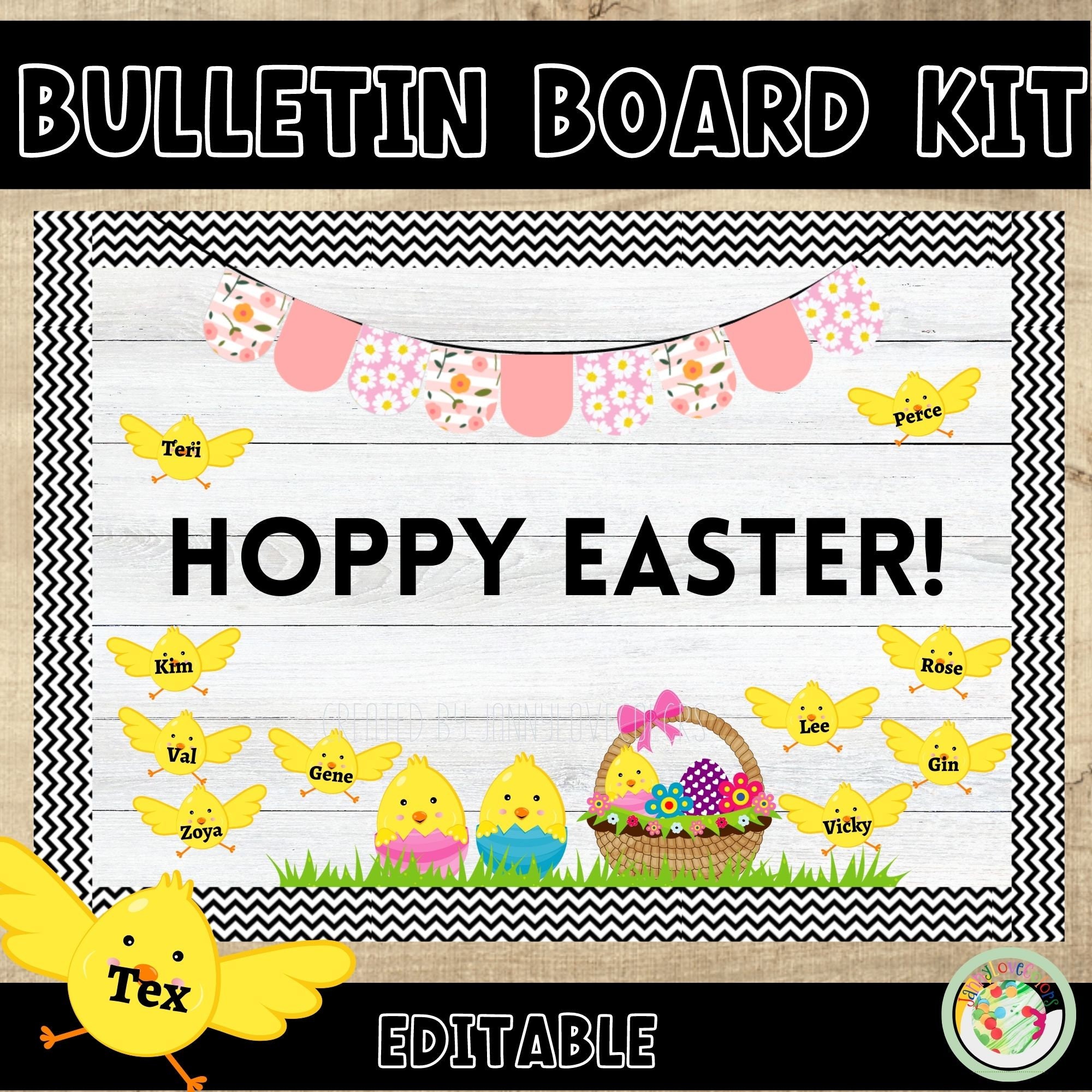 Easter Bulletin Board Kit, Farm Baby Chick ,spring Door Decor, Editable ...
