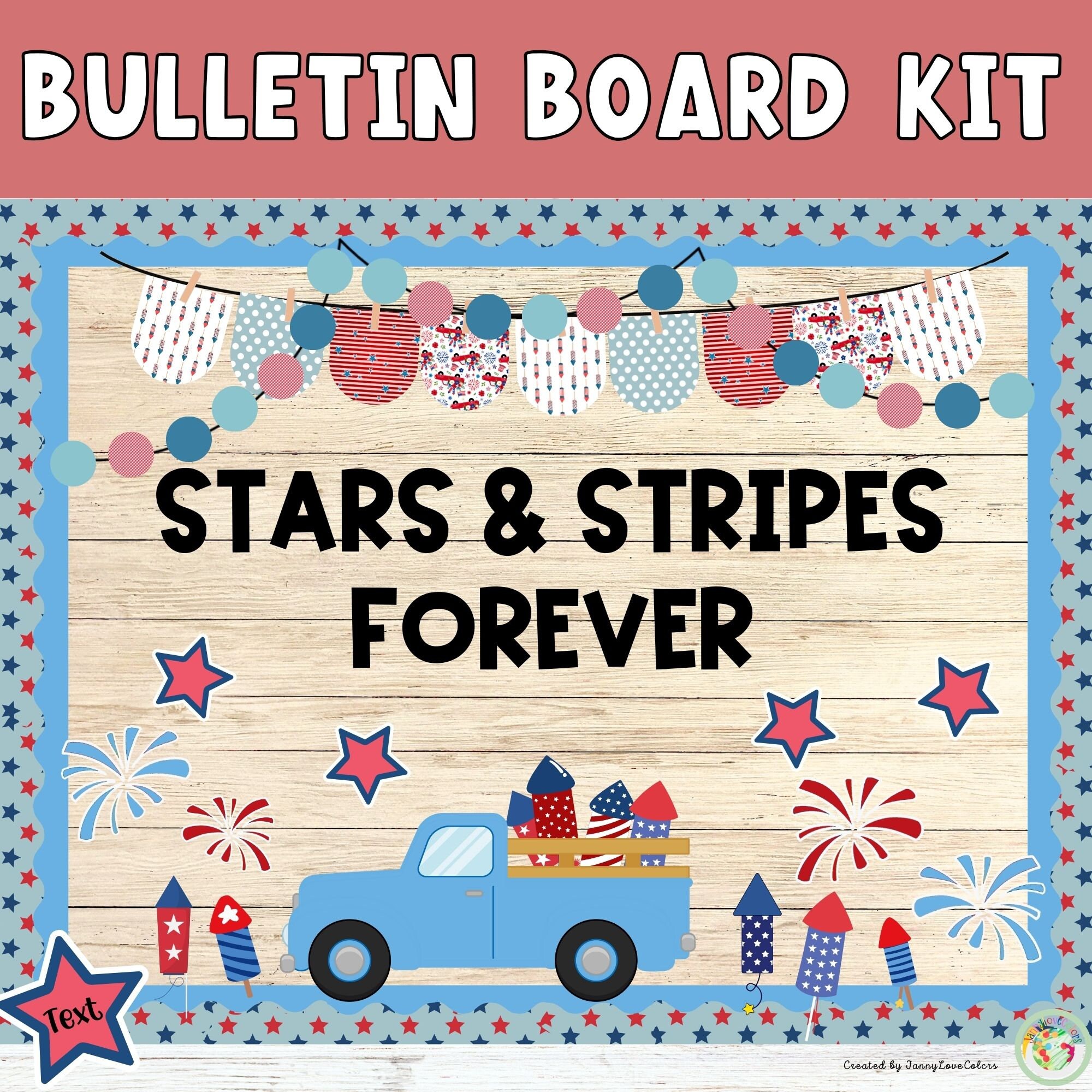 Patriotic 4th of July Bulletin Board Door Decoration Fireworks Truck ...