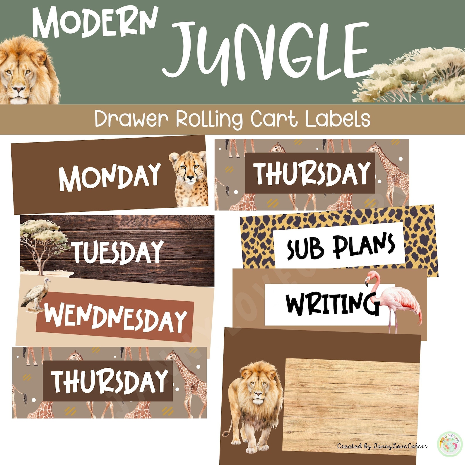 Modern Jungle Classroom Decor Bundle: Editable Safari Theme - Etsy