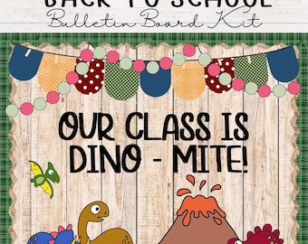Dinosaur Bulletin Board Kit for New Years L January Dinosaur Door Decor ...