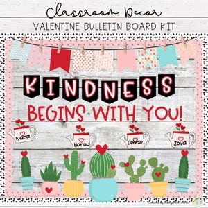 Valentine's Day Bulletin Board Kit Door Decor Kindness Positive Theme ...