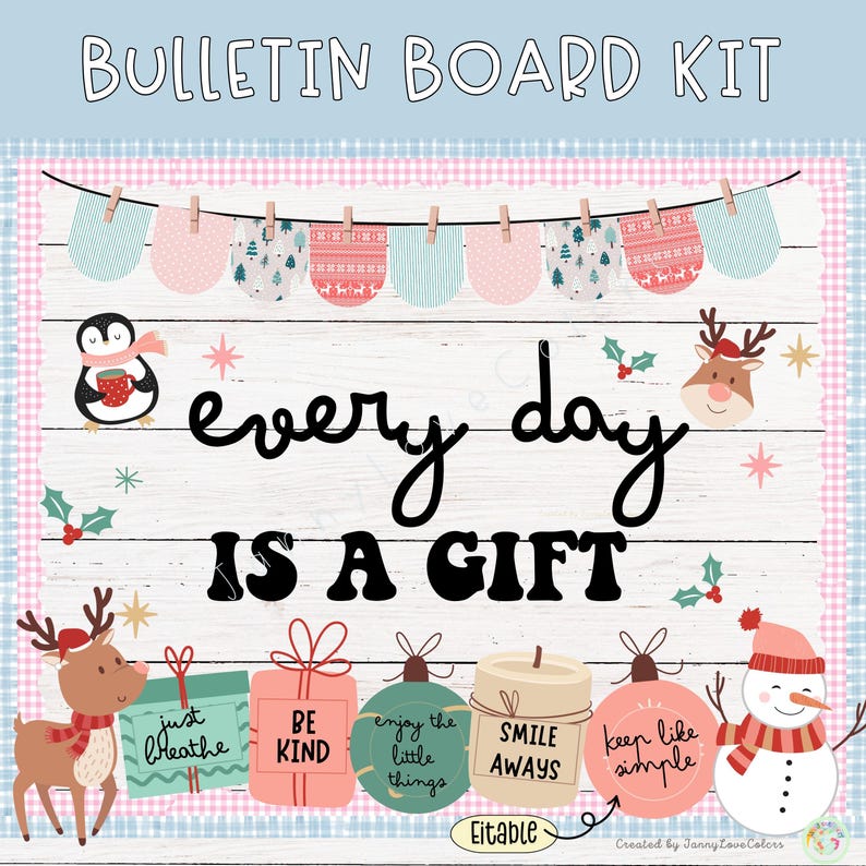 Christian Christmas Bulletin Board Kit: Printable Door Decor (editable ...