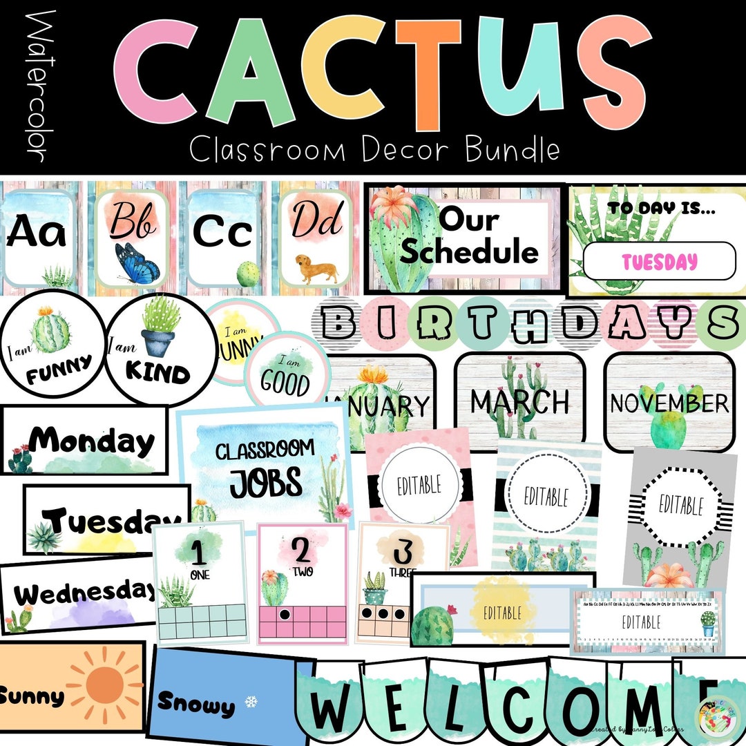 Cactus Classroom Decor Bundle, Easy and Modern Classroom Decorations - Etsy