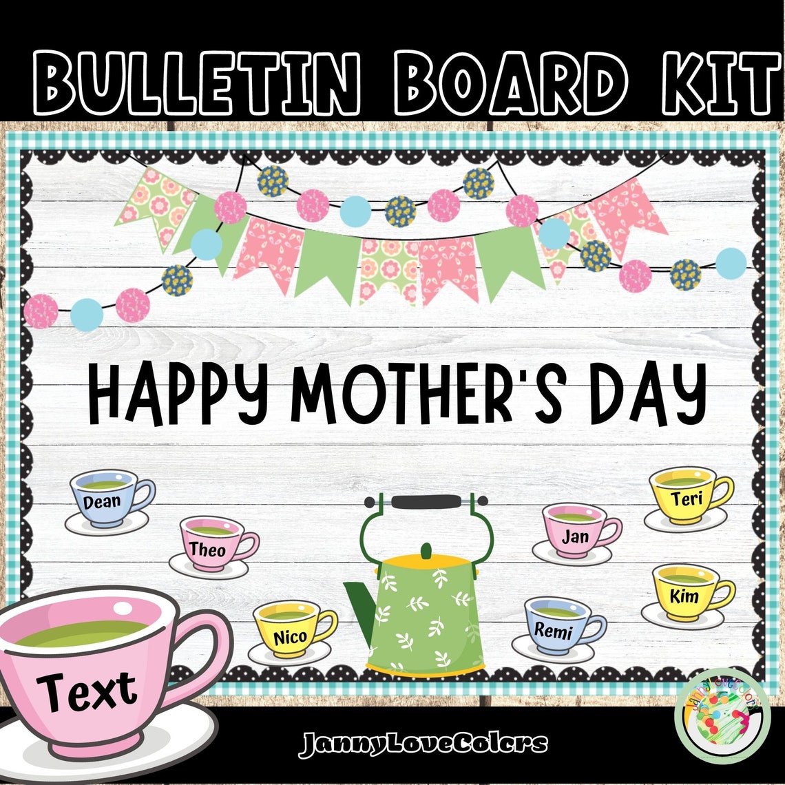 Mother's Day Tea Bulletin Board, Door Decor, Editable, Classroom Decor ...