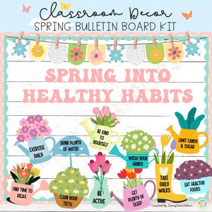 Spring Bulletin Board Healthy Habits Bulletin Board Kit March Classroom ...