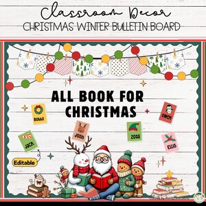 Christmas Reading Bulletin Board Kit | Holiday Library Decor Classroom ...