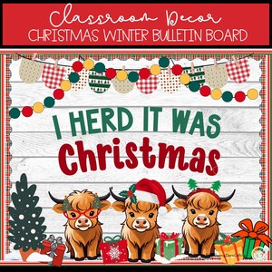 Christmas Highland Cow Bulletin Board Kit | Winter Door Decor| Holiday ...