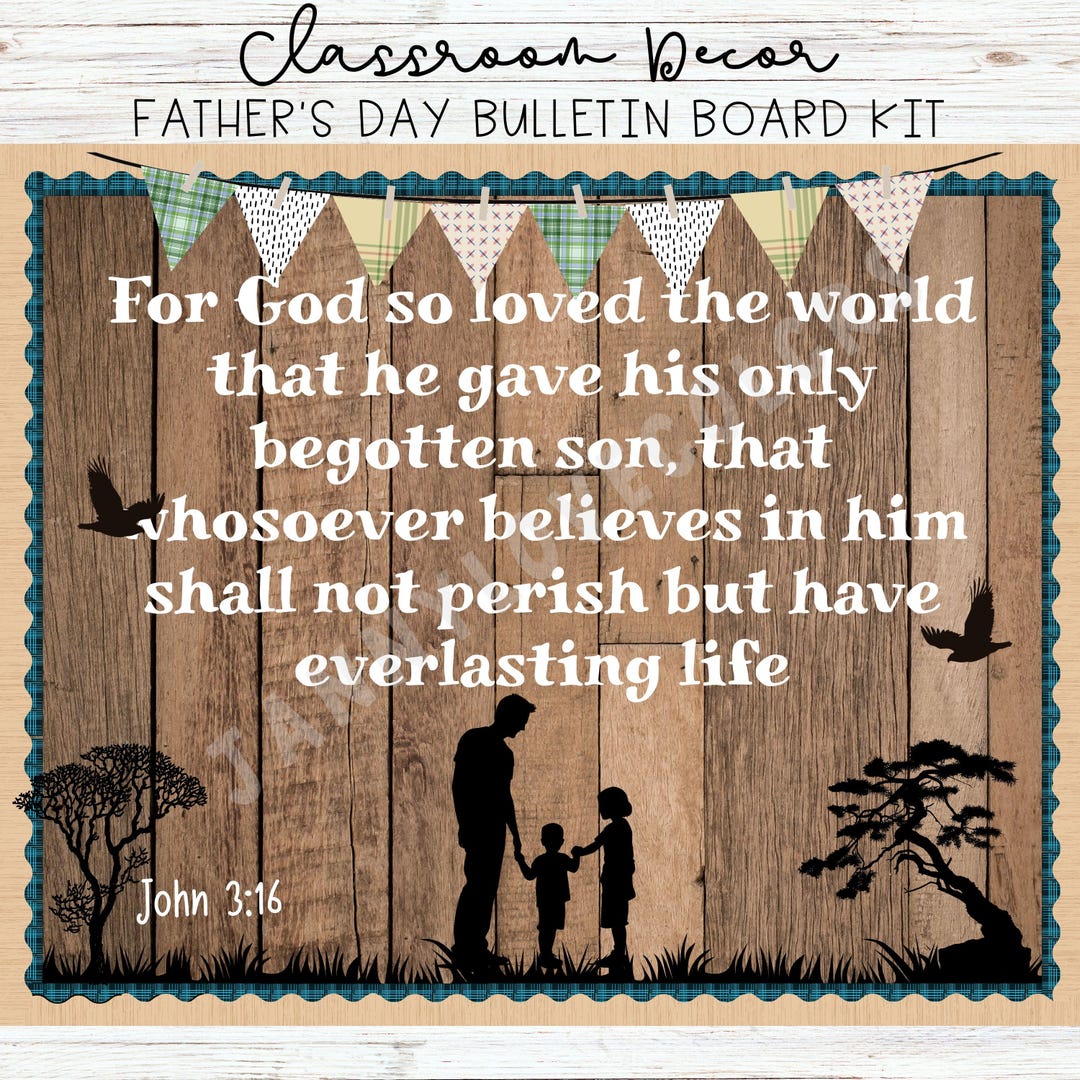 Father's Day Bulletin Board Kit | Door Decor | Bible Verse Father's Day ...