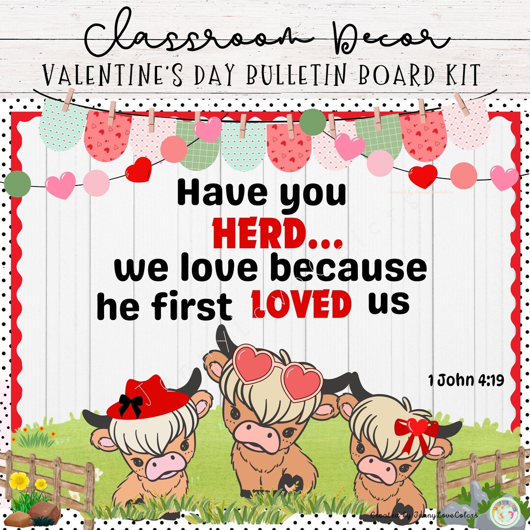 Valentine’s Day Bulletin Board Kit, February Bulletin Board, Classroom ...