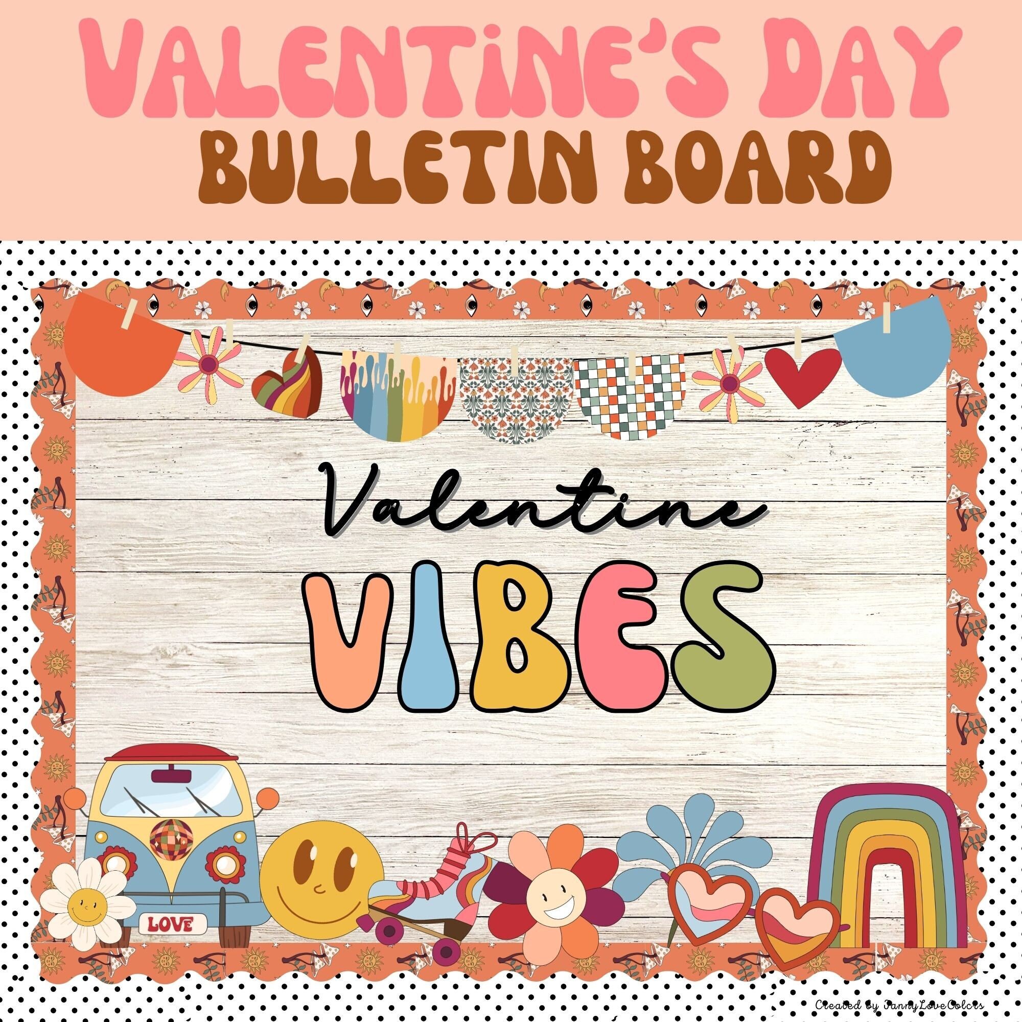Retro Valentine's Day Bulletin Board Valentine Door Decor Classroom ...