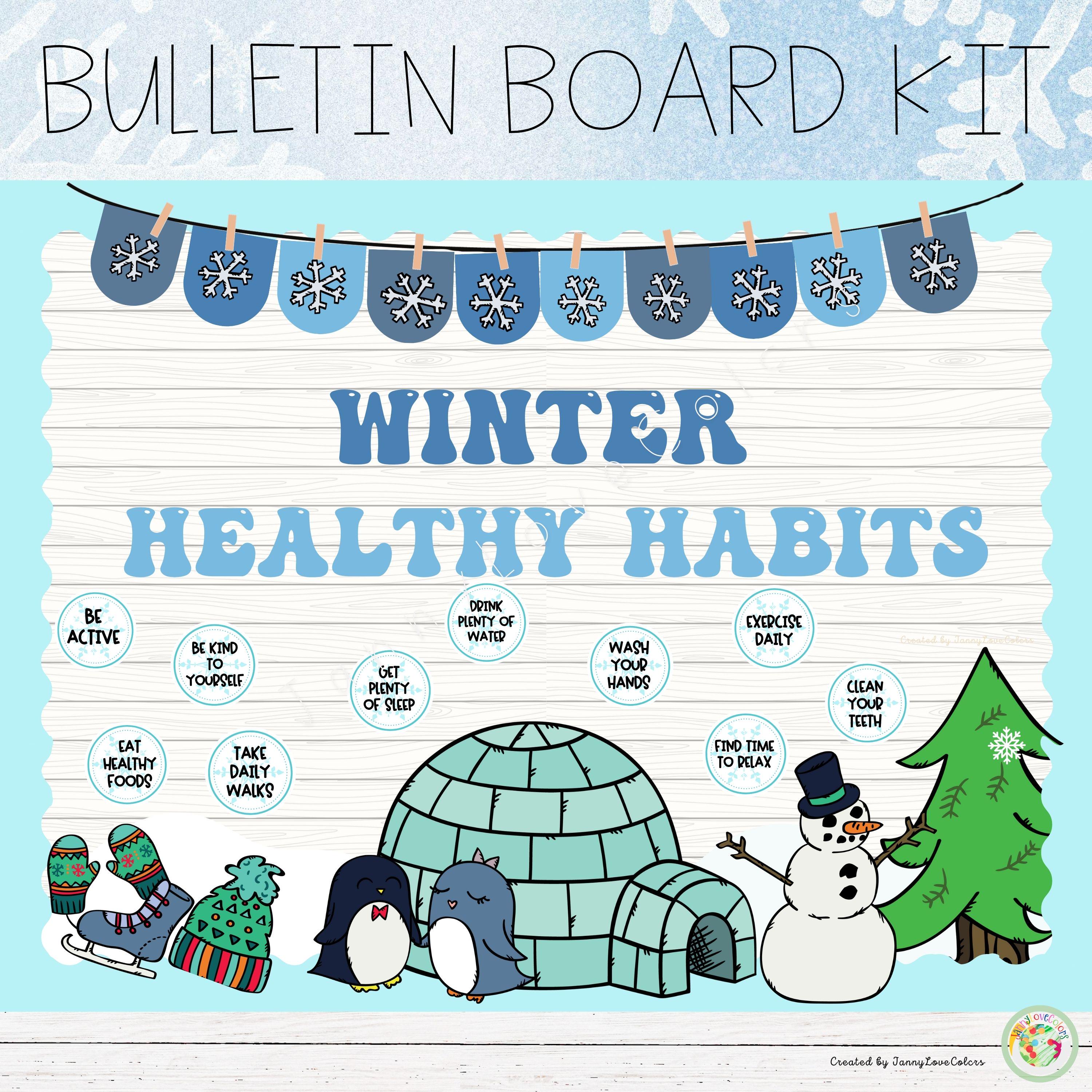 Winter Healthy Habits Bulletin Board Kit: Snowman Classroom Decor ...