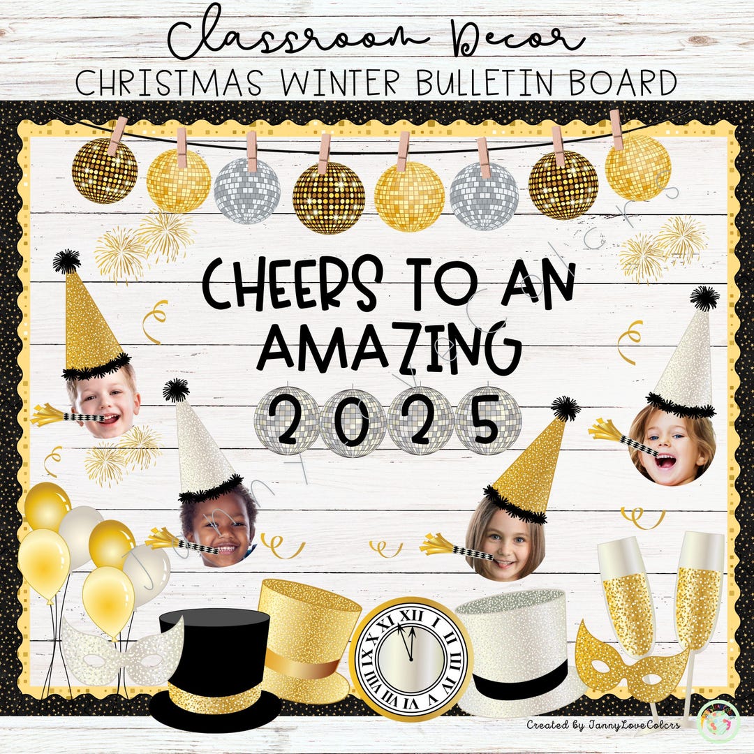 New Year Bulletin Board January Door Decor Classroom Decor Editable - Etsy