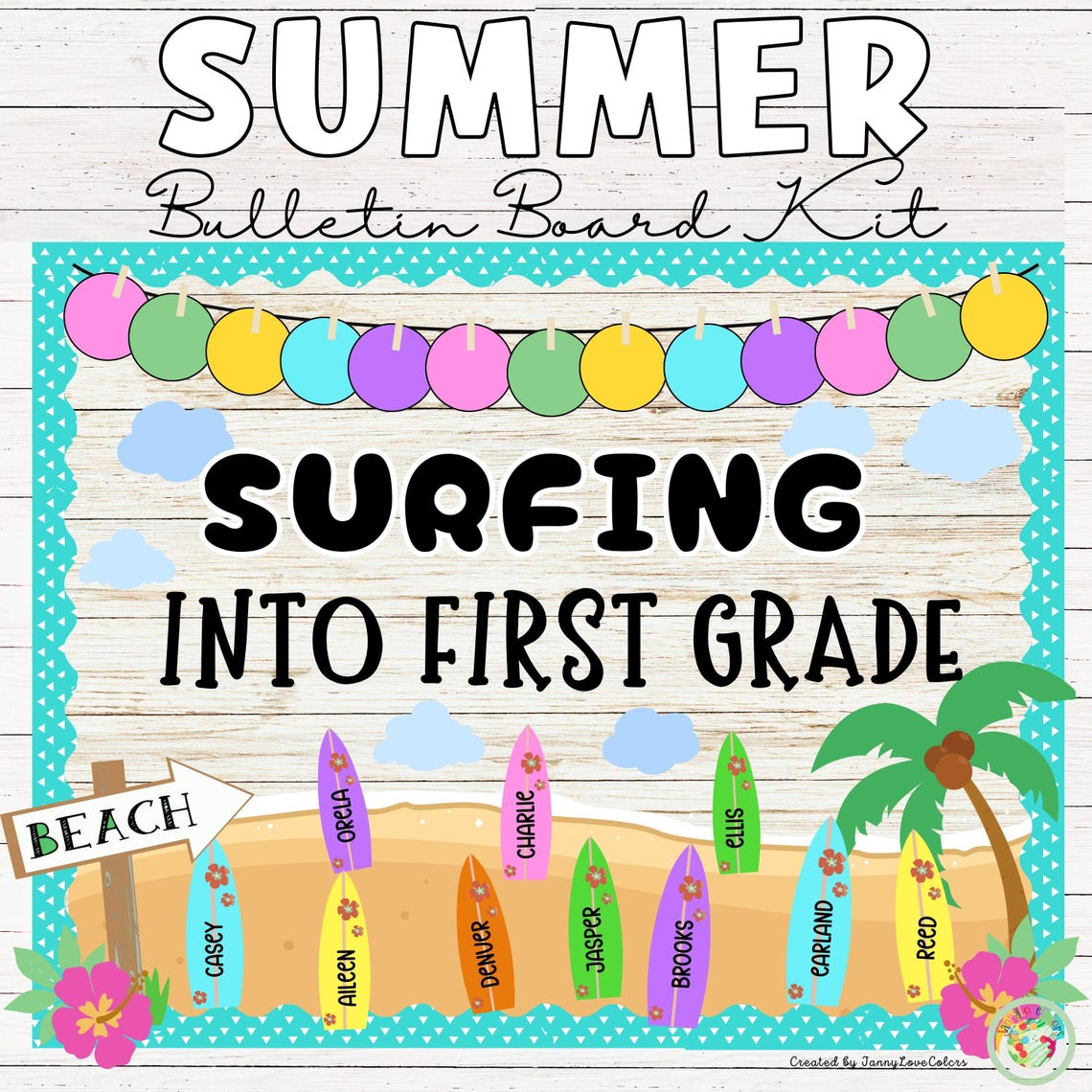 Surfboard Bulletin Board: Summer Door Decor (PDF File) - Etsy