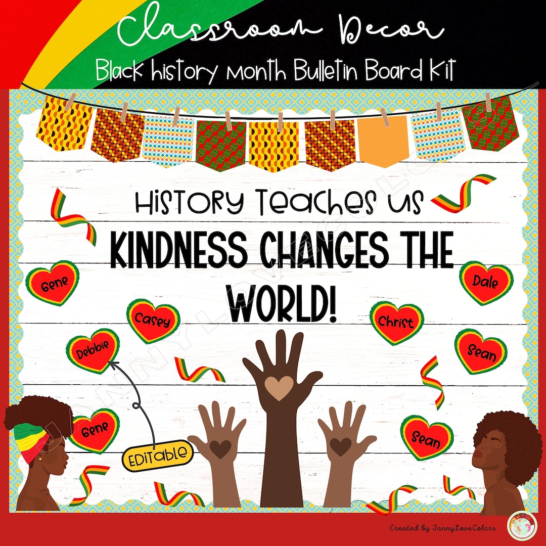 Black History Month Bulletin Board With Inspirational Quotes Editable ...