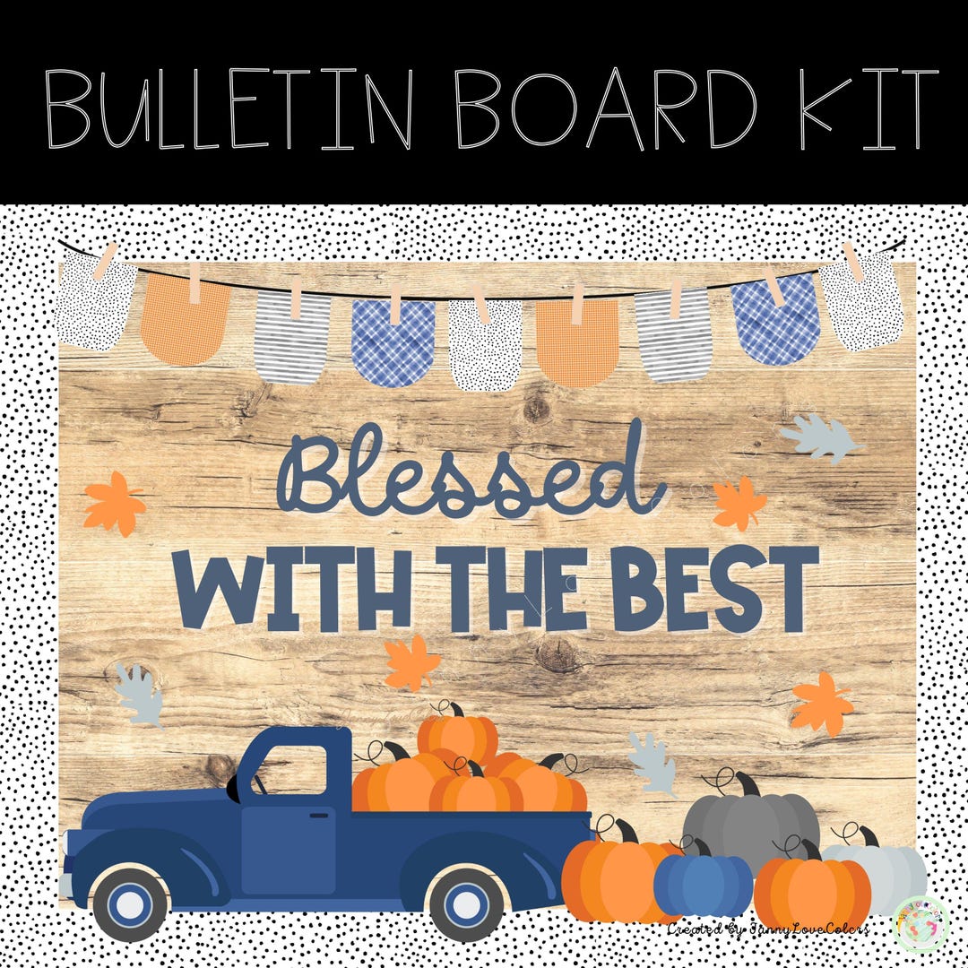 Thanksgiving Bulletin Board Kit: Blue Truck Classroom Decor (PDF) - Etsy