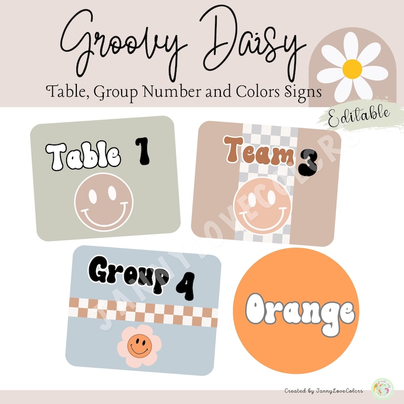 Daisy Classroom Decor Bundle: Groovy Retro Theme (printable, Editable ...