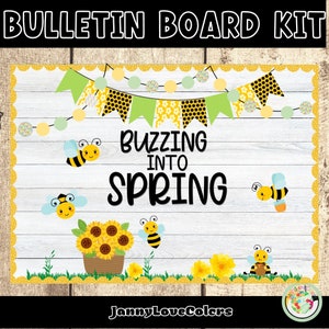 Bee Theme Spring Bulletin Board Kit Spring Door Decoration Summer ...