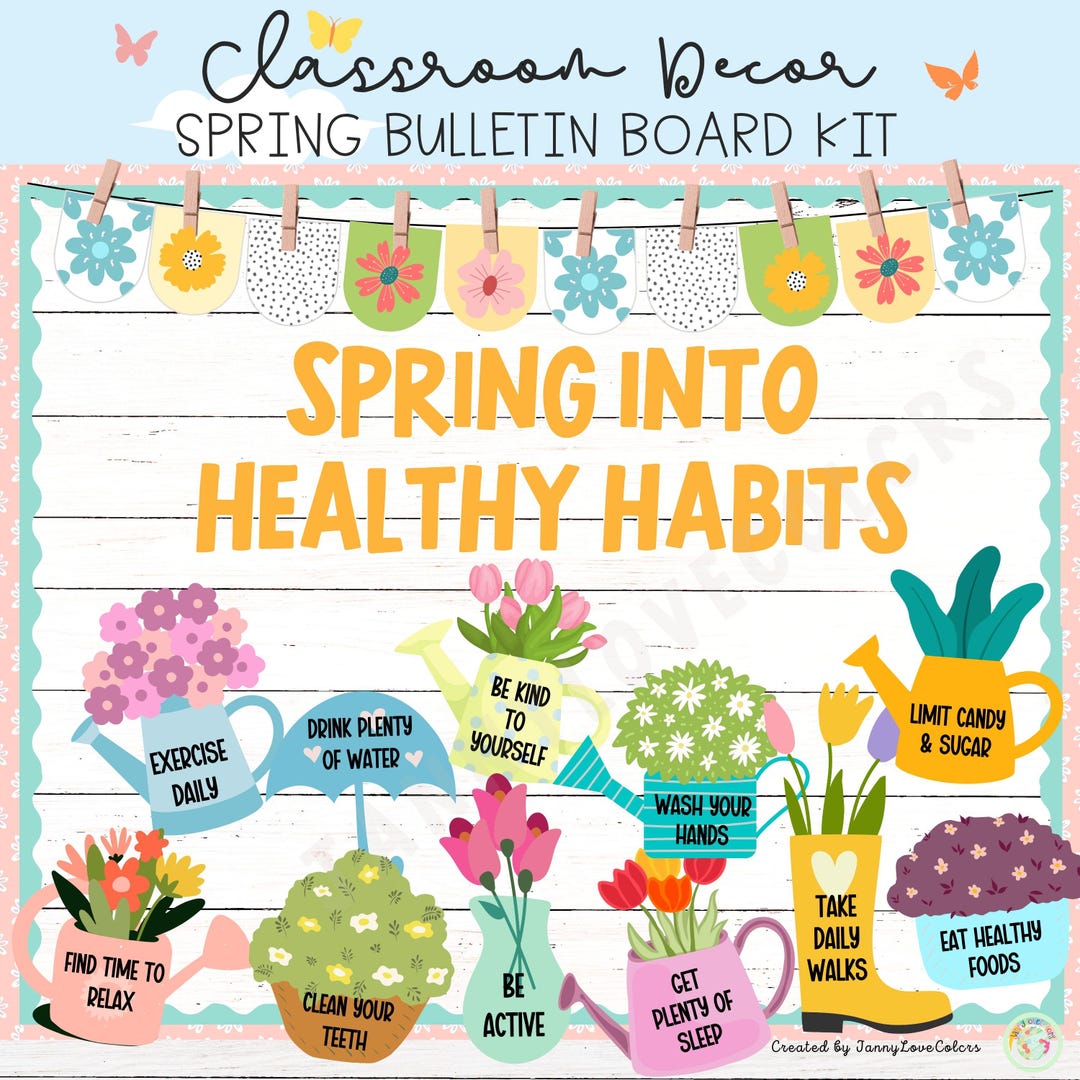 Spring Bulletin Board Healthy Habits Bulletin Board Kit March Classroom ...