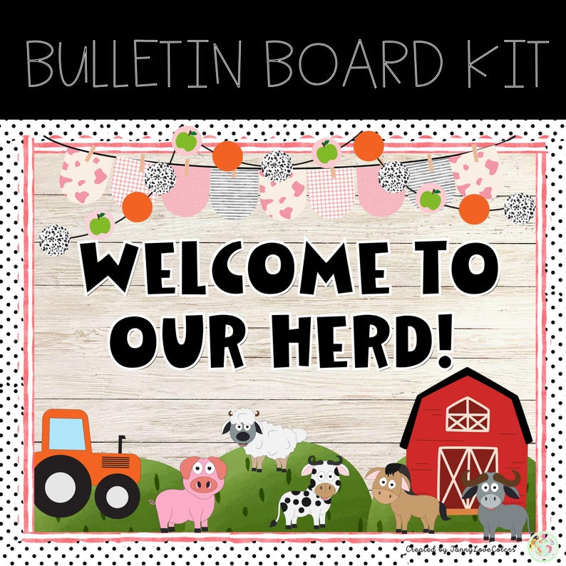 On the Farm Bulletin Board Kit L Kindergarten Decor Farm Animals ...