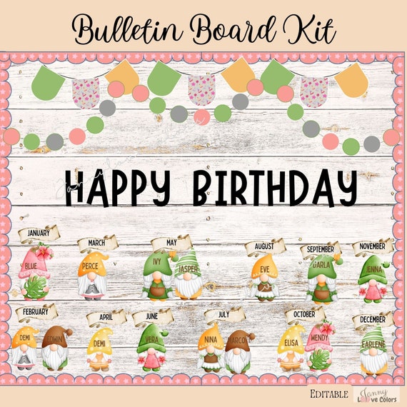 Birthday Display Bulletin Board Kit Gnomes Birthday Display - Etsy