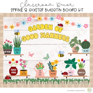 Spring Classroom Bulletin Board Kit: Garden of Good Manners (editable ...