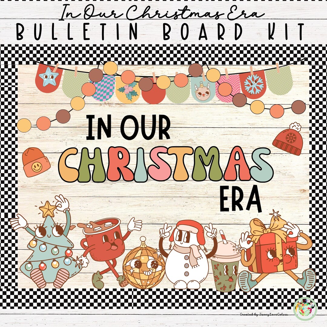 Retro Christmas Bulletin Board - Boho Groovy Classroom Decor - Etsy