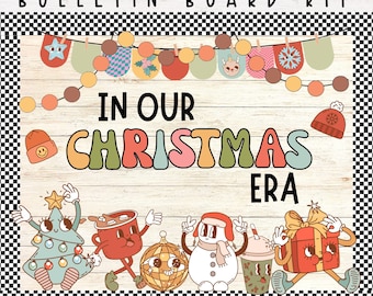 Retro Christmas Bulletin Board for Classroom or Winter Door Decor ...