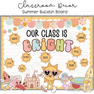 Summer Bulletin Board Idea, Retro Classroom Decor | Sunshine April and ...