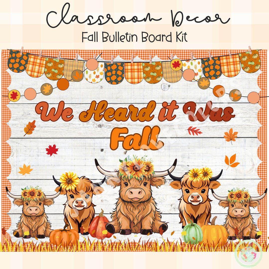 Highland Cow Classroom Decor | Fall Bulletin Board Kit | Rustic ...