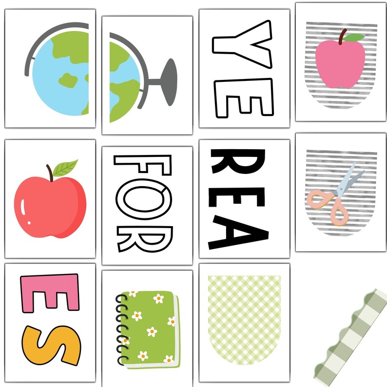 School Supplies Back to School Bulletin Board Kit or Classroom Door ...