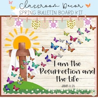 Biblical Affirmation He is Risen Easter Bulletin Board Kit - Etsy