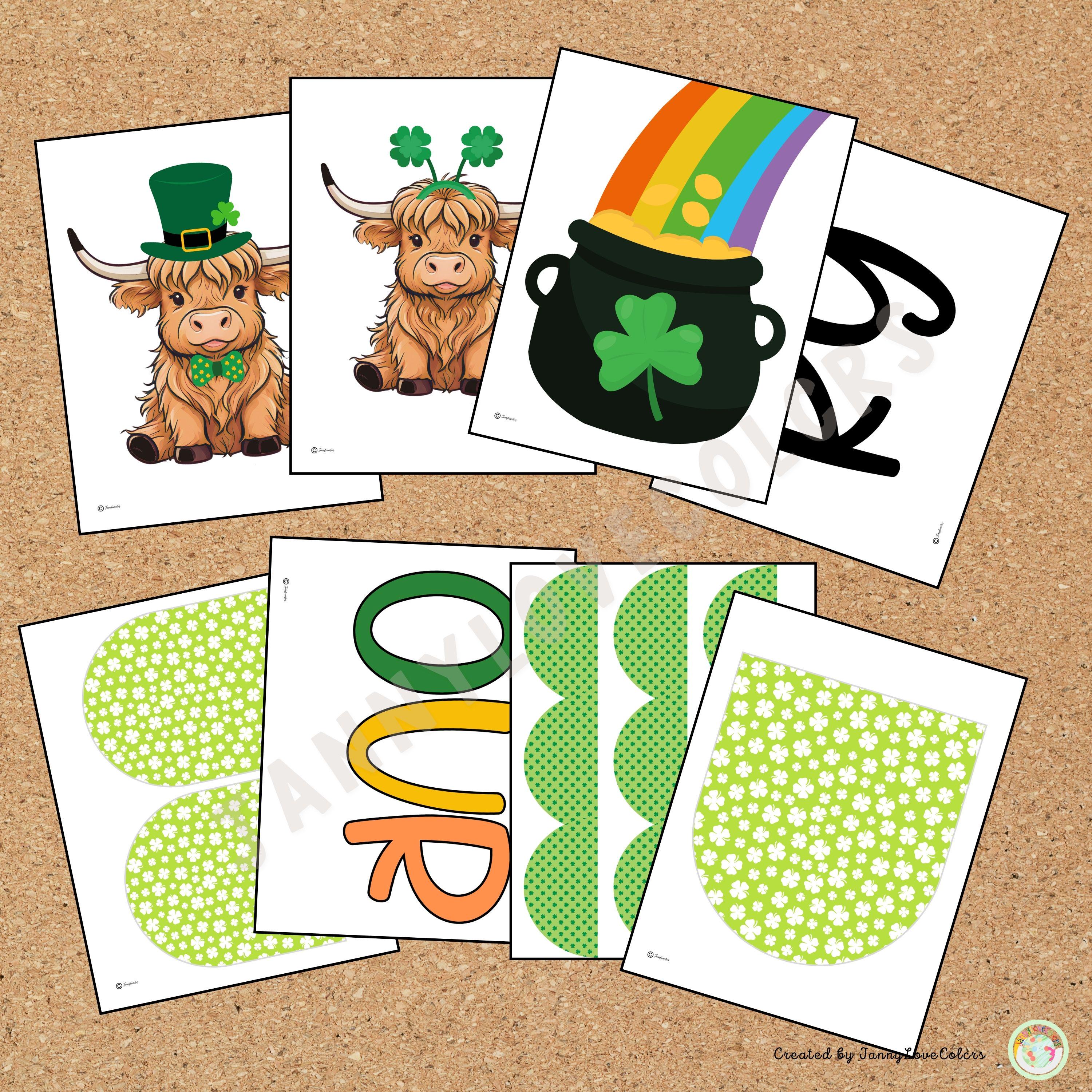 St. Patrick's Day Bulletin Board Kit | Highland Cow Theme | March ...