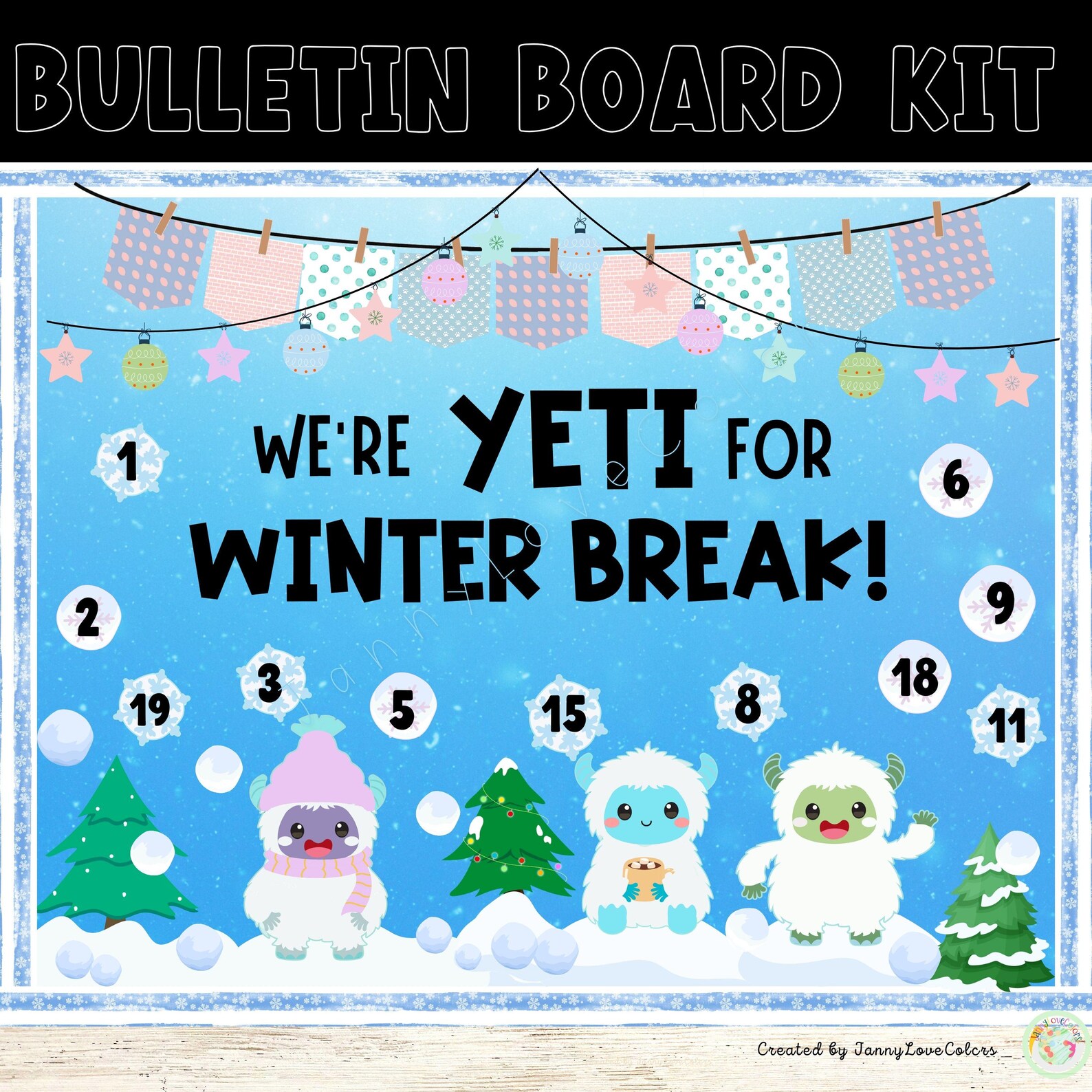 Winter Break Countdown Bulletin Board Kit | Christmas Door Decor ...