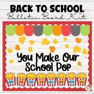 Back to School Popcorn Bulletin Board, Door Decor or Poster - Etsy