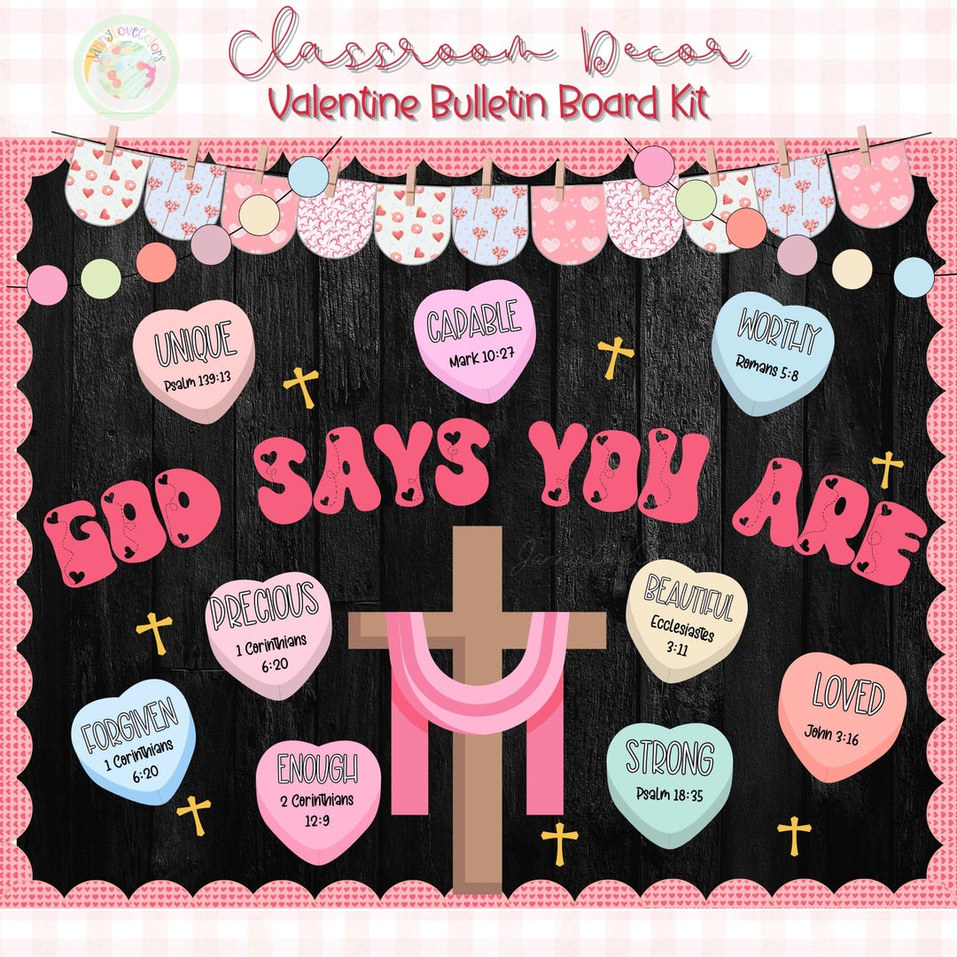 Christian Valentine Bulletin Board Kit | SEL Classroom Decor (PDF, PPT ...