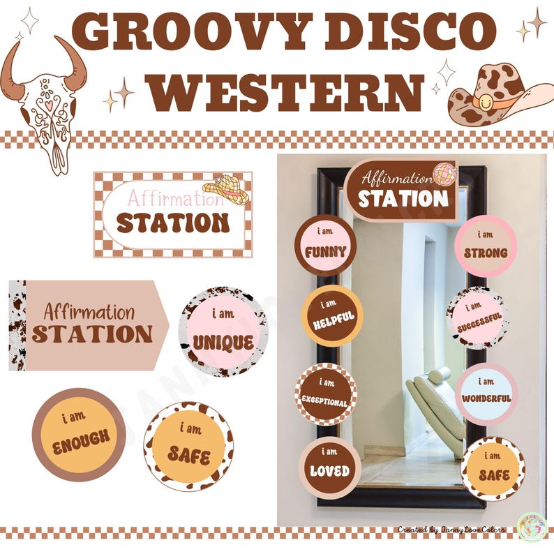 Groovy Disco Western Classroom Decor Bundle (editable PPT) - Etsy