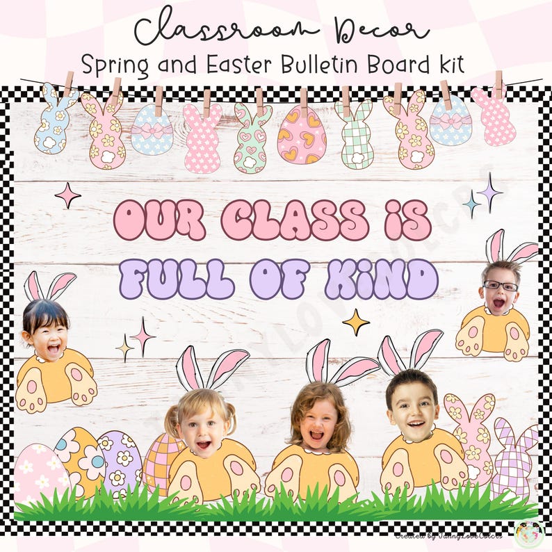 Bunny Easter Bulletin Board Kit: Classroom Door Decor (PDF/PNG) - Etsy