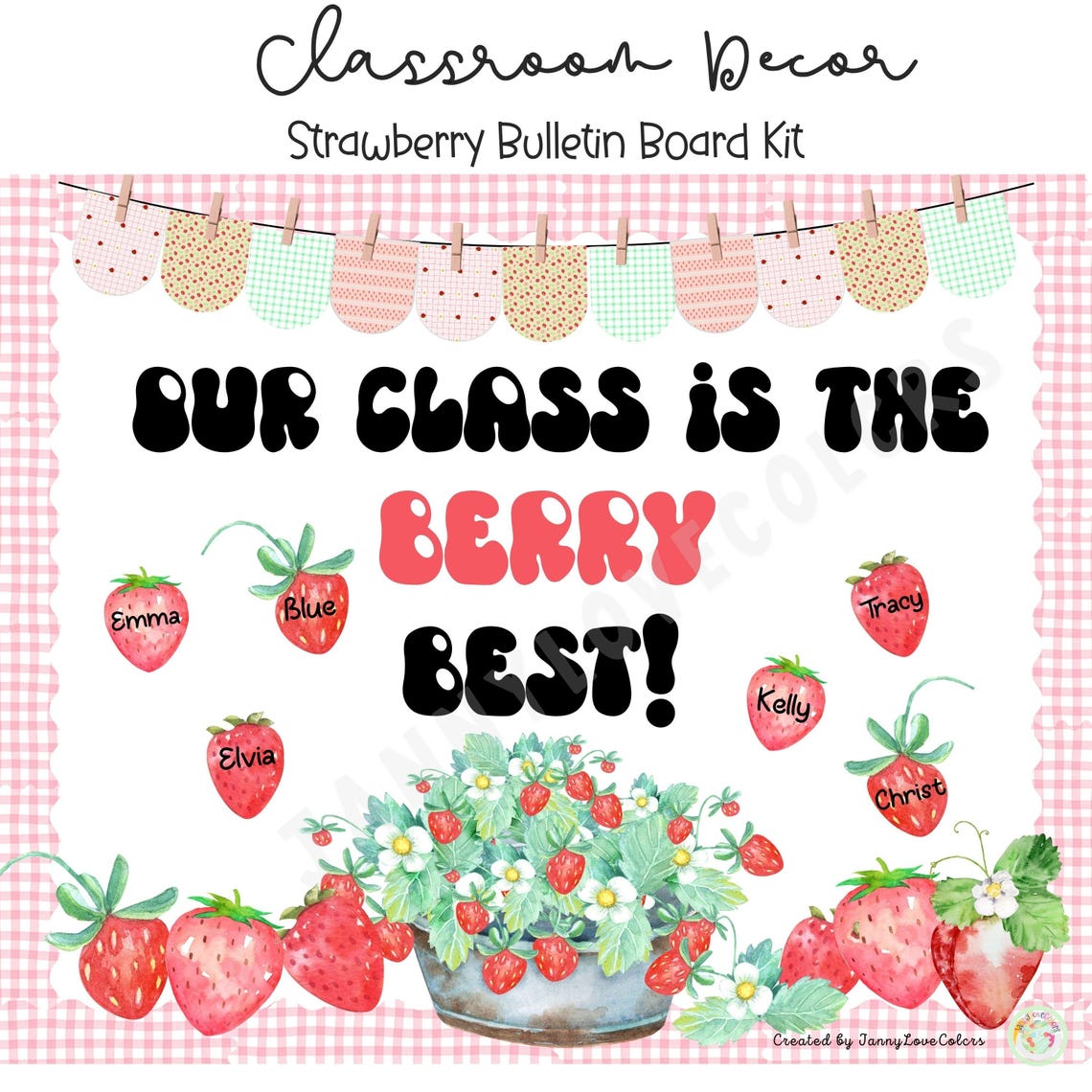 Strawberry Theme Classroom Decor Bundle | Printable | Editable | Door ...