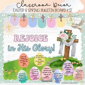 He is Risen Easter Bulletin Board Kit | Spring Door Decor | March/april ...