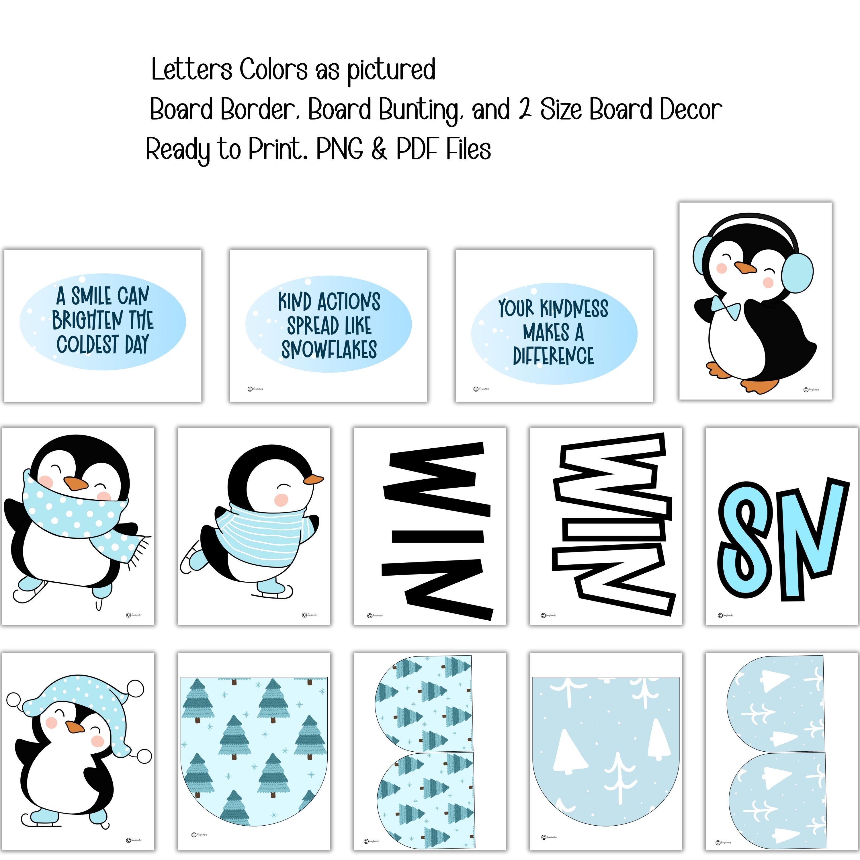 Winter Wellness Reminders Bulletin Board | Penguin SEL Classroom Decor ...